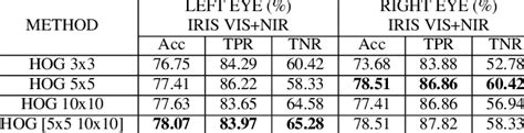 Results Of Gender Classification Using Cross Eye Database With The Download Scientific Diagram