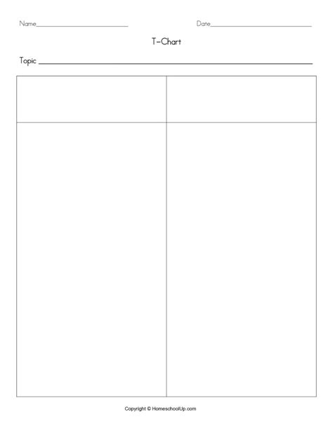 Blank T Chart Homeschool Up
