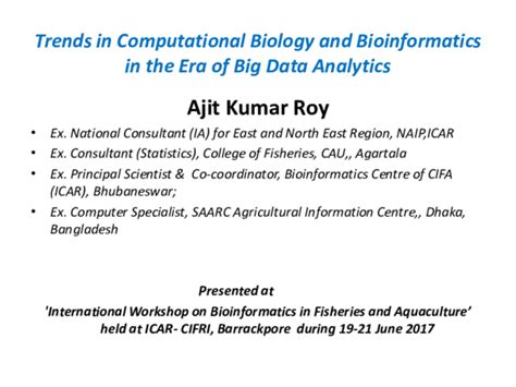 Pdf Trends In Computational Biology And Bioinformatics In The Era Of Big Data Analytics
