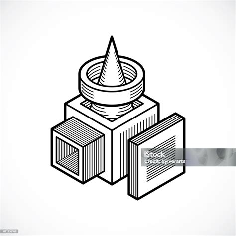 기하학적 그림을 사용하여 만든 추상 벡터 등분형 치수 셰이프 0명에 대한 스톡 벡터 아트 및 기타 이미지 0명 3차원 형태 건설 산업 Istock