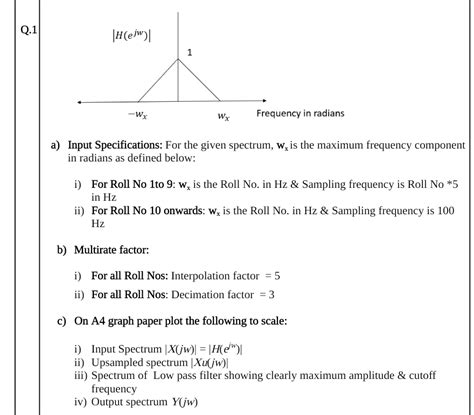 A Input Specifications For The Given Spectrum Wx