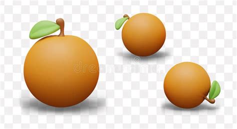 Whole Realistic Orange With Stem And Leaf Citrus Fruit In Different Positions Stock Vector