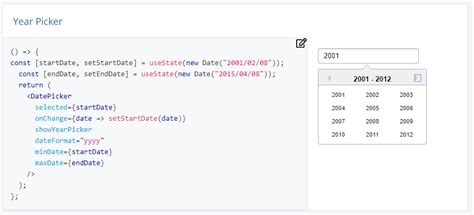 Year Picker Min Max Dates Issue Hacker X React Datepicker Github