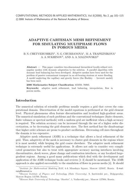 Pdf Adaptive Cartesian Mesh Refinement For Simulating Multiphase Lows