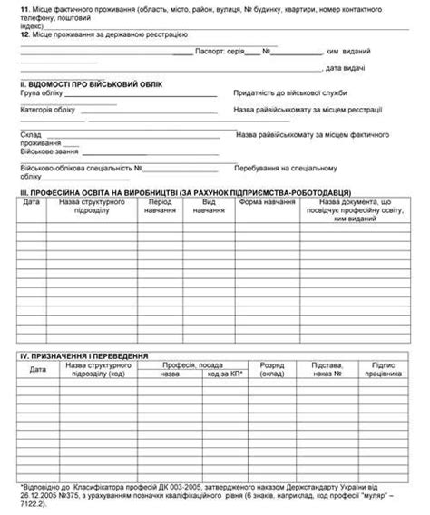 Особова картка працівника