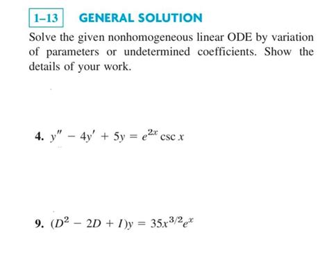 Solved Solve The Given Nonhomogeneous Linear Ode By Chegg