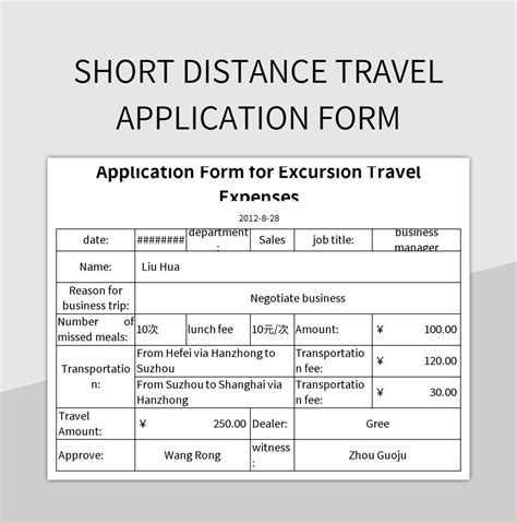 Free Short Distance Travel Application Form Templates For Google Sheets And Microsoft Excel