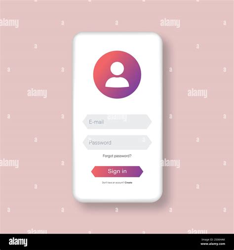 Registration Form Page On White Smartphone Mockup Empty Login Page For