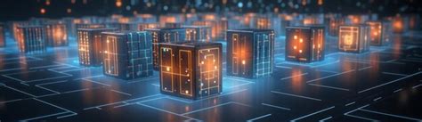 Data Connecting Binary Chip Boxes With Database Futuristic Background