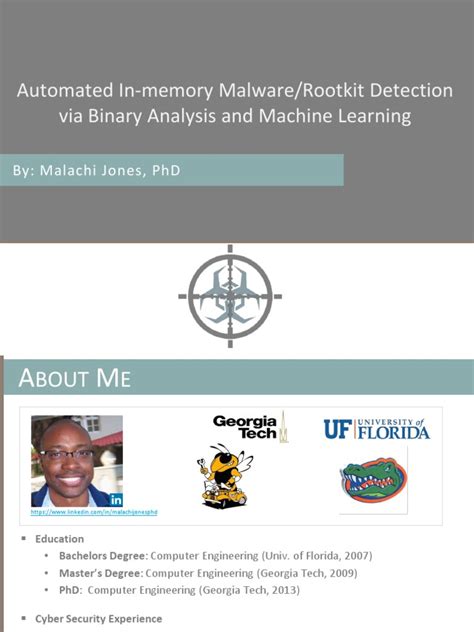 automated in memory malware rootkit detection via binary analysis and machine learning slides