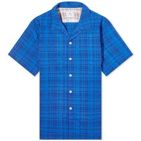 Paul Smith Mens Check Vacation Shirt In Blue Paul Smith