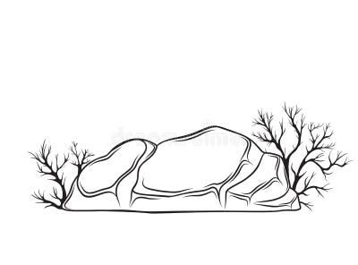 Outline Stone With Plant Stock Vector Illustration Of Rubble 234278785