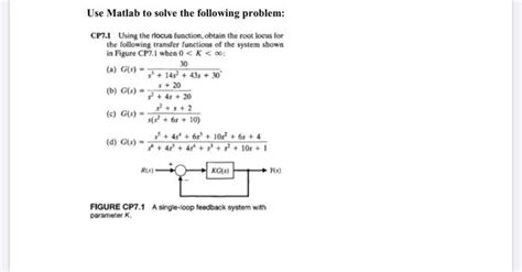 Solved Use Matlab To Solve The Following Problem CP7 1 Chegg