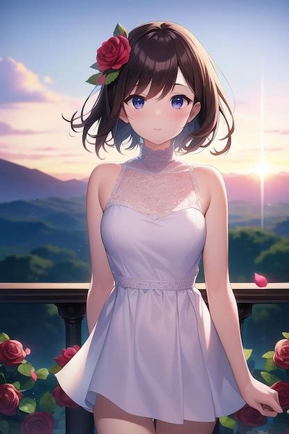 Premium Ai Image A Girl In A White Dress Stands On A Balcony With