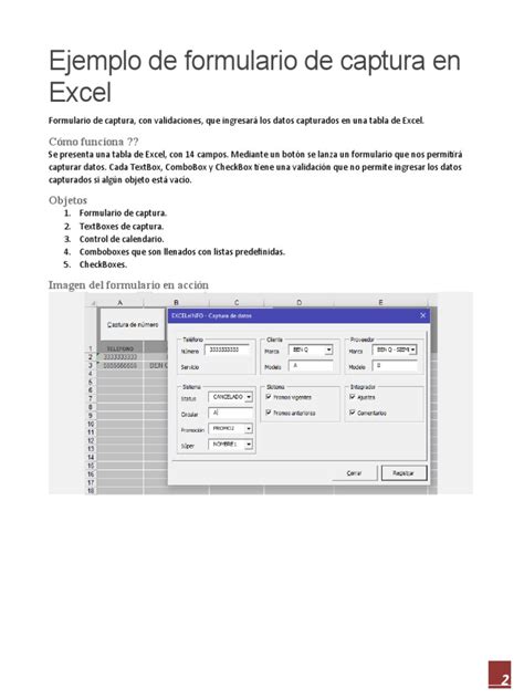 Ejemplo De Formulario De Captura En Excel Pdf