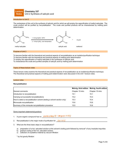 Ch 337 Unit 1 Lecture Notes Pdf Solubility Chemical Processes