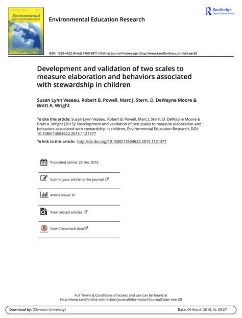 Pdf Development And Validation Of Two Scales To Measure Elaboration And Behaviors Associated