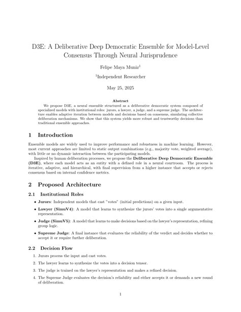 Pdf D3e A Deliberative Deep Democratic Ensemble For Model Level