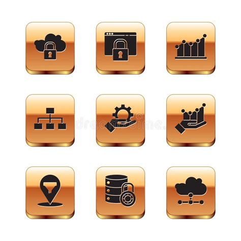 Set Cloud Computing Lock Server Security Hand Settings Gear
