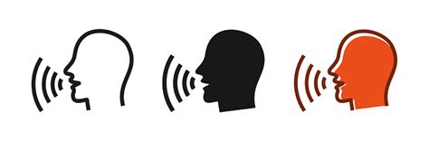 말하는 인간 측면 프로필 아이콘 음파 음성 인식 노래 음성 제어 소음 개념 변환 아이콘 팟캐스트 아이콘입니다 벡터 그림입니다 말하기에 대한 스톡 벡터 아트 및 기타 이미지