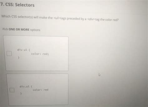 Solved CSS SelectorsWhich CSS Selector S Will Make The Chegg