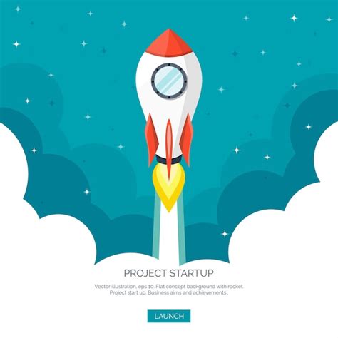 Premium Vector Flat Rocket Spaceship Launch Startup Concept And Project Development Space