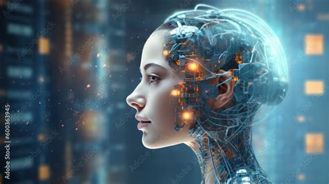 Cyborg Bionic Girl Machine Learning Neural Netowk And Artificial Intelligence Future