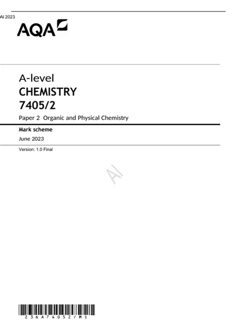 Aqa A Level Chemistry Paper 1 2 3 For June 2023 Official Question Papers And Mark Schemes