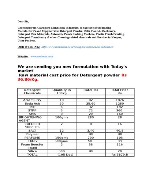 Detergent Powder Formulation Sodium Hydroxide Detergent