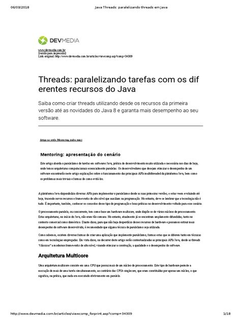 Java Threads Paralelizando Threads Em Java Pdf Thread