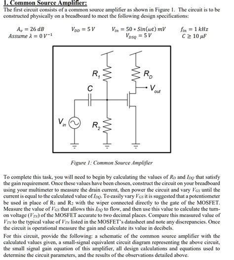 Common Source Amplifier The First Circuit Consists Of A Common Source Amplifier As Shown In
