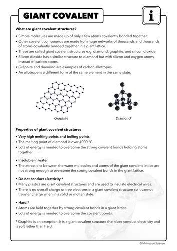 2 8 Giant Covalent Structures Aqa Chemistry Teaching Resources