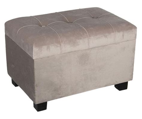 Табуретка С Място за Съхранение Крака дърво Черен И Тапицерия Велур Бежов 50 См X 34 См X 33 H 0