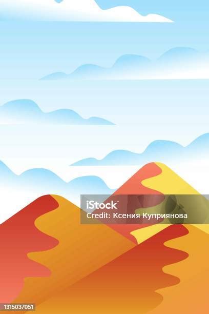 파도가 있는 풍경 푸른 태양은 하늘을 설정합니다 옐로우 오렌지 핑크 레드 마운틴 실루엣 샌디 사막 모래 언덕 자연과 생태학 수직 방향입니다 소셜 미디어 엽서 및 포스터용