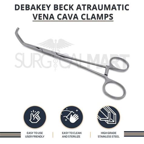 Debakey Beck Vena Cava Clamp 8 Double Angled 65mm Jaws