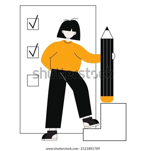 Girl Checklist Flat Vector Illustration Business Stock Vector Royalty Free