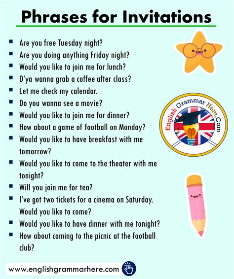 Phrases For Invitations Examples In English English Grammar Here