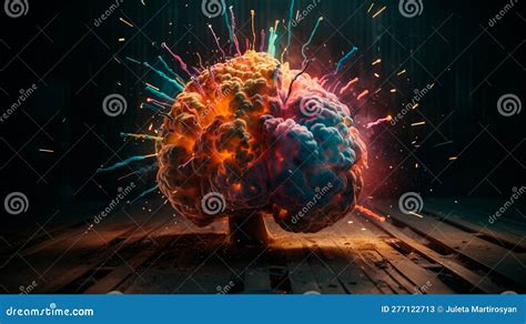 Concept Art Of A Human Brain Exploding With Knowledge And Creativity Generative Ai Stock