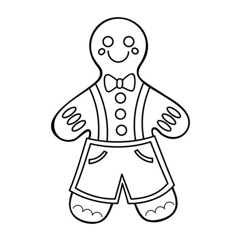 색칠하기 책 진저 브레드 남자 크리스마스 달콤한 새해 복 많이 받으세요 신사 캐릭터 손으로 그린 라인 아트 그림 어린이와 성인을