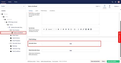 Adding Selectable Values