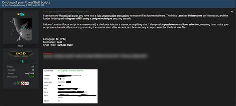 A Threat Actor Is Selling An Advanced Fud Powershell To Exe Converter Tool