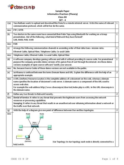 Sample Paper Class Xii Informatics Practices Theory Pdf Html