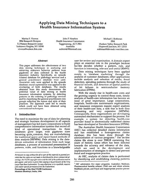 Pdf Applying Data Mining Techniques To A Health Insurance Information