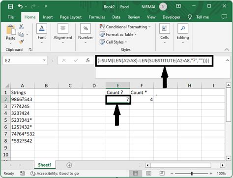 如何在 excel 中使用 countif 函数统计通配符（星号或问号）？ 技术教程