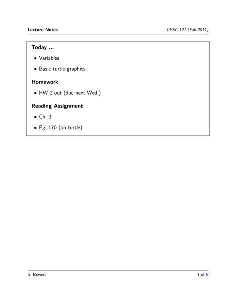 Variables Computer Science Lecture Notes Docsity