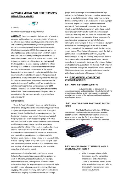 Pdf Advanced Vehicle Anti Theft Tracking Using Gsm And Gps