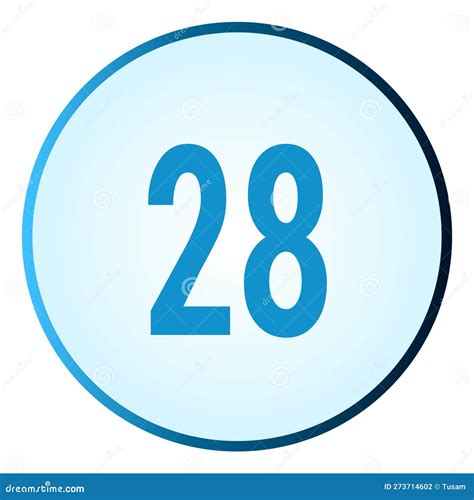 Number 28 Symbol Or Logo With Round Frame In Blue Gradient Color Vector Illustration