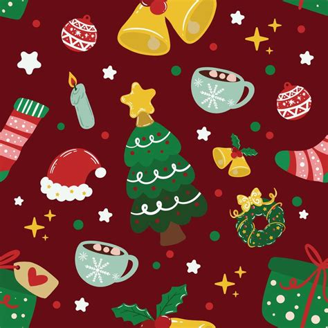 Doodle Christmas Seamless Pattern Background 13800508 Vector Art At