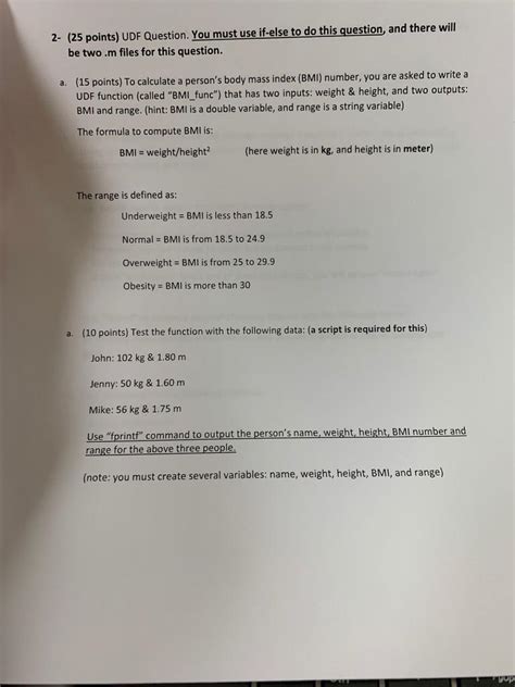 Solved 2 25 Points Udf Question You Must Use If Else To