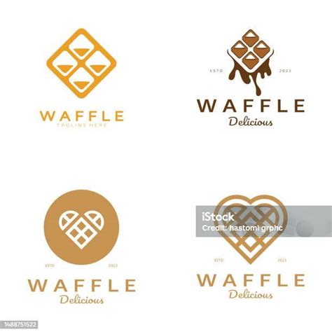 와플 로고 간단한 일러스트레이션 디자인 과자 가게 엠블럼 배지 베이커리 사업 생과자 빵집 벡터 갈색에 대한 스톡 벡터 아트 및
